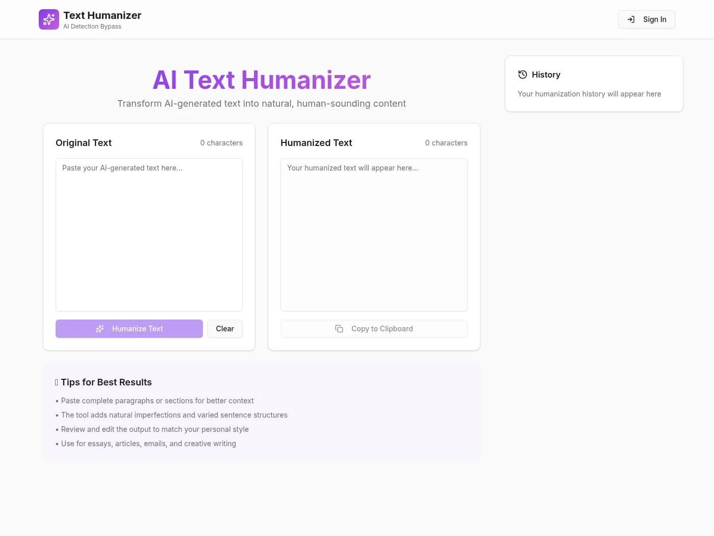 AI Chat Text Humanizer Tool