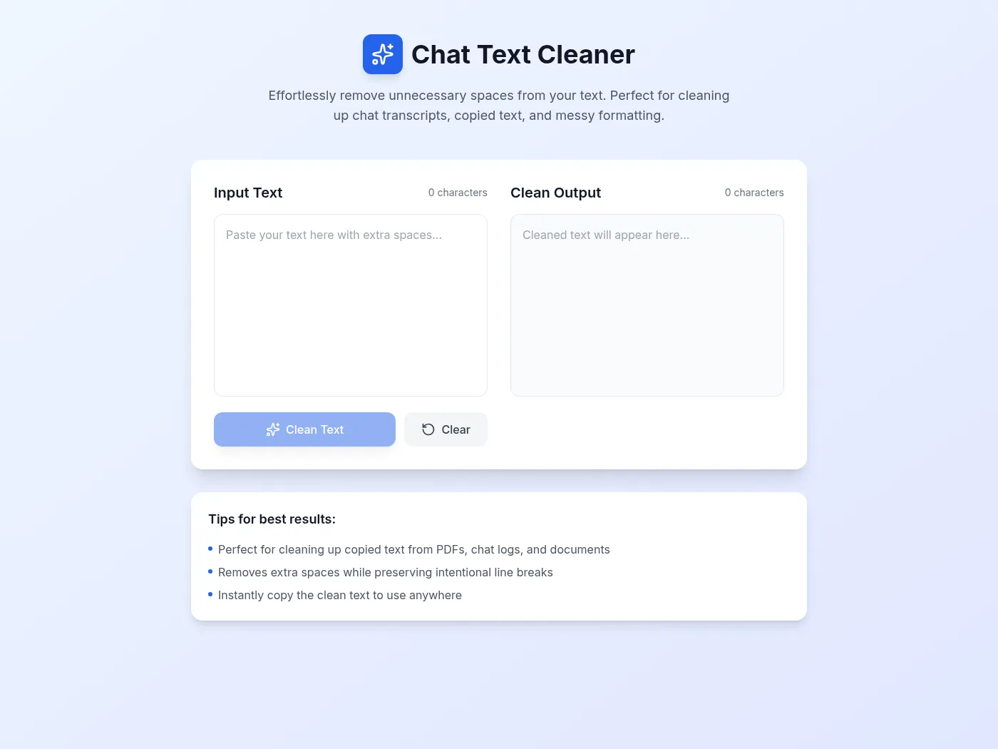Chat Text Space Cleaner
