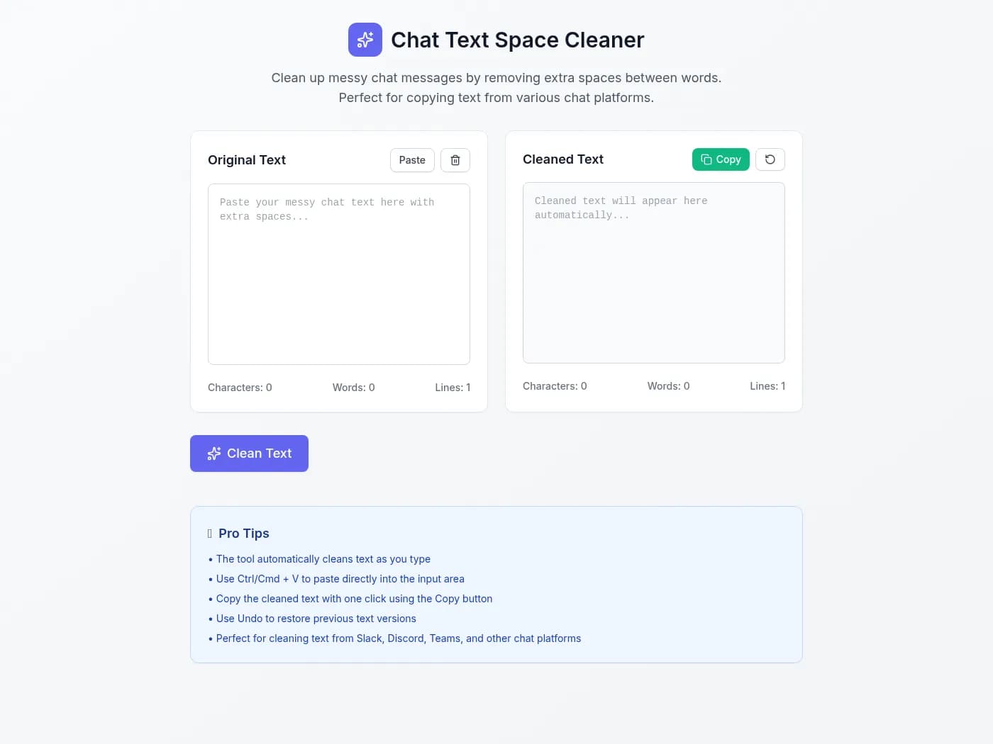 Chat Text Space Cleaner