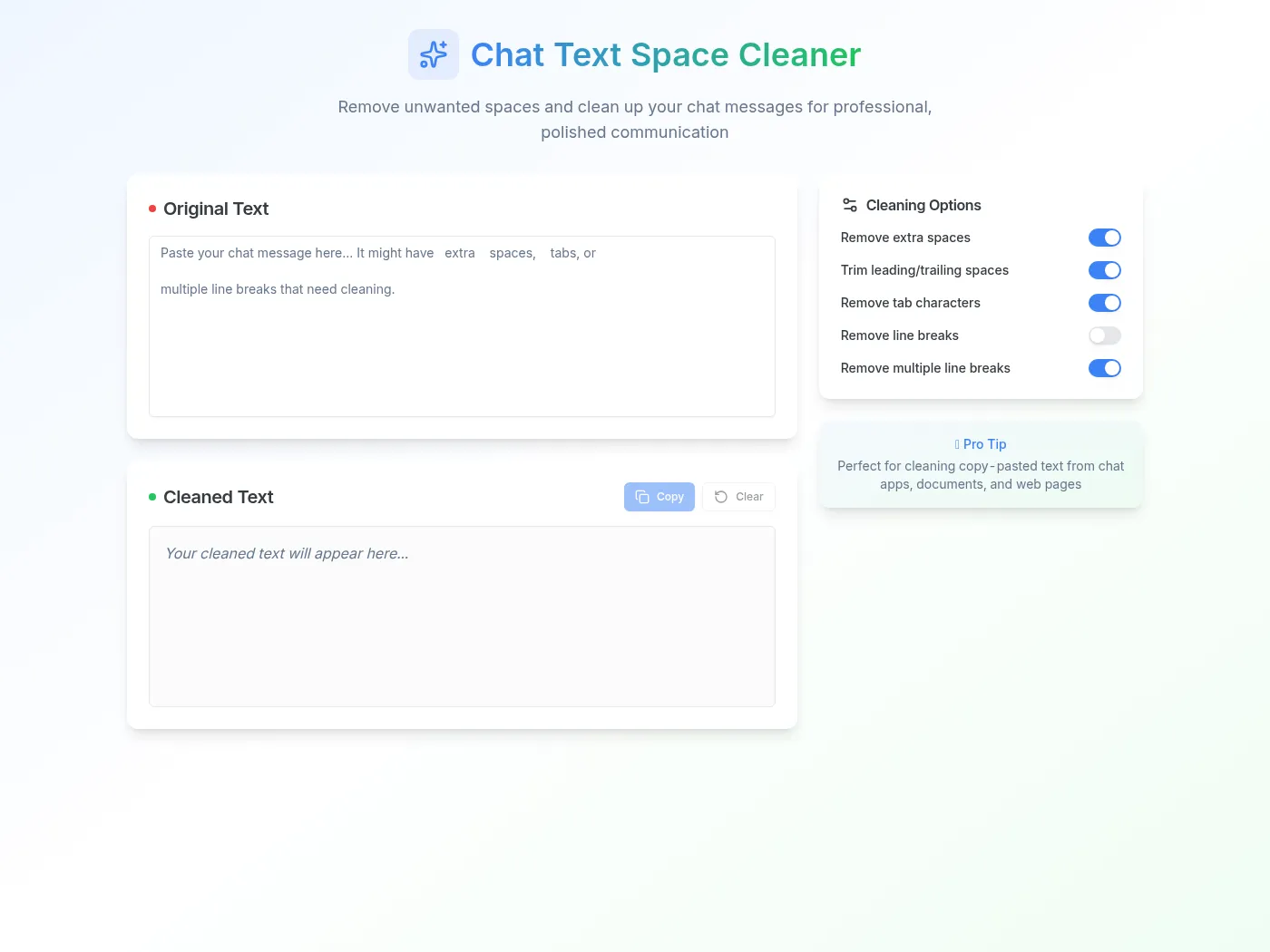 Chat Text Space Cleaner