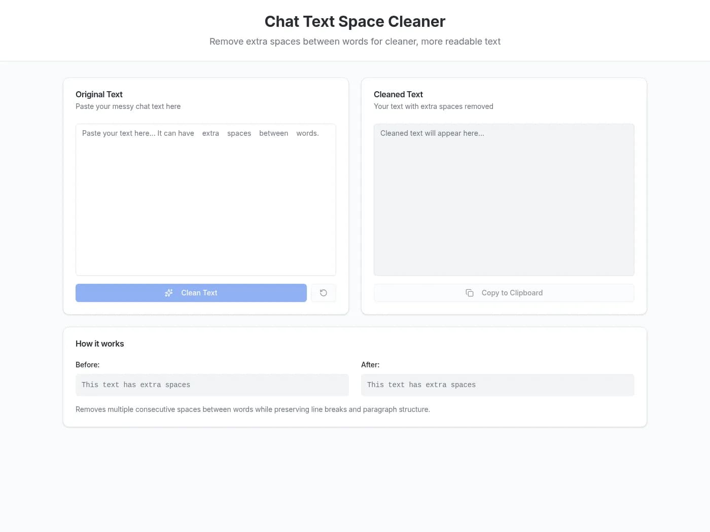 Chat Text Space Cleaner