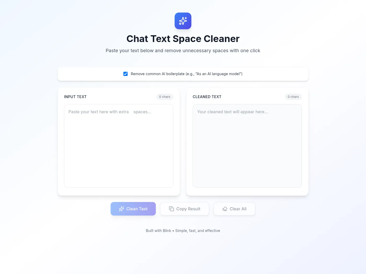 Chat Text Space Cleaner