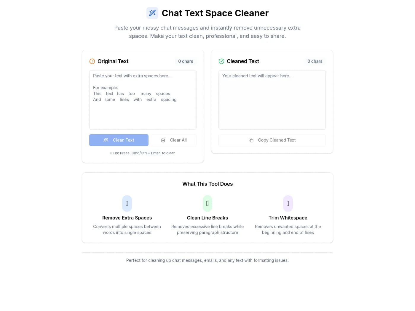 Chat Text Space Cleaner