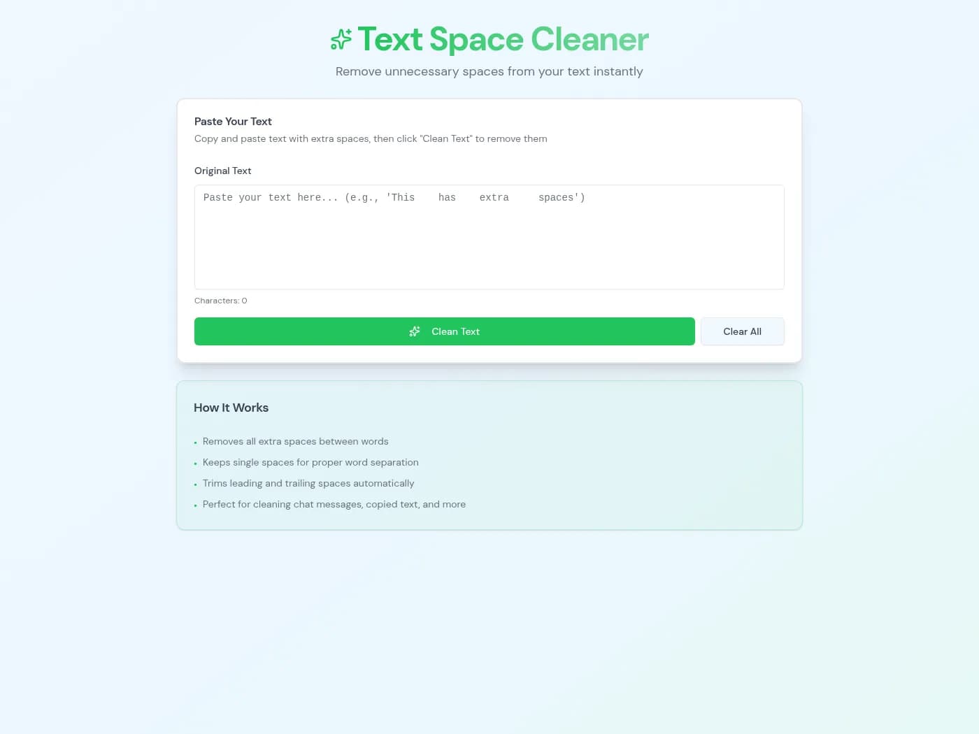 Chat Text Space Cleaner