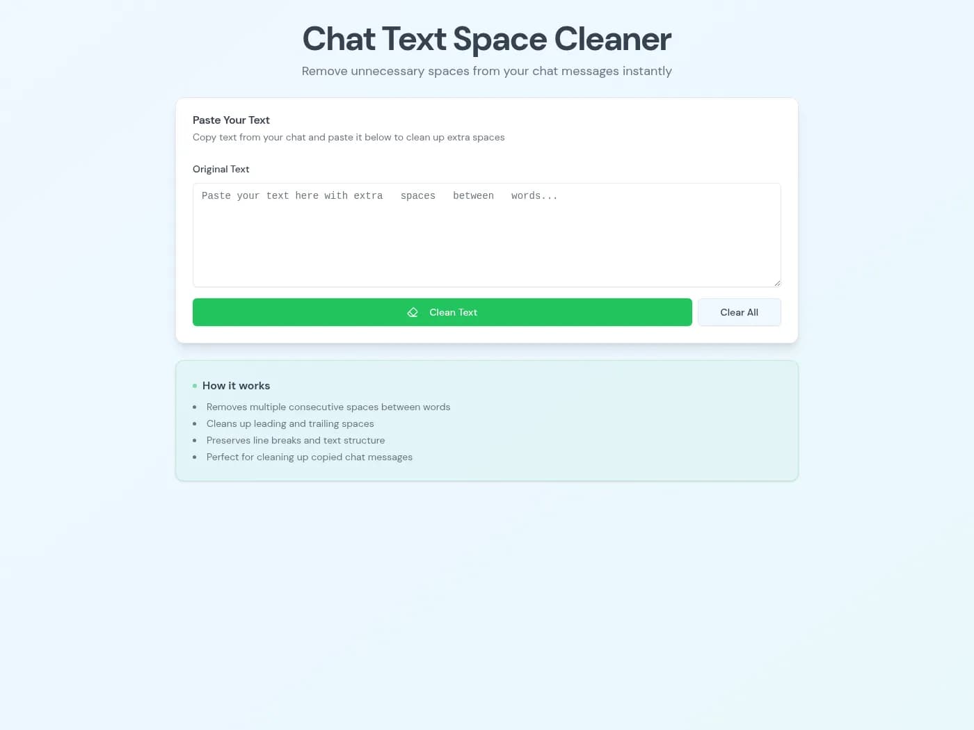 Chat Text Space Cleaner