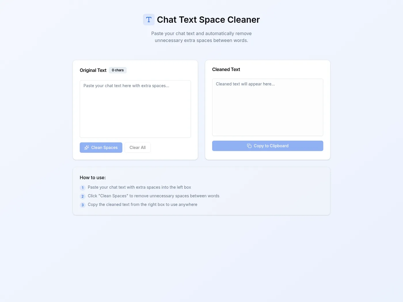 Chat Text Space Cleaner