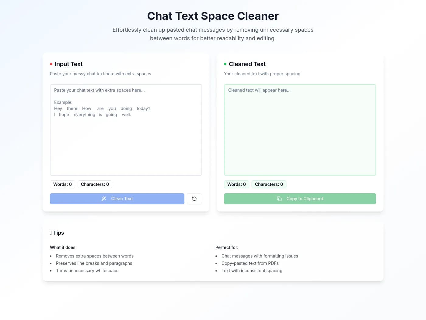 Chat Text Space Cleaner