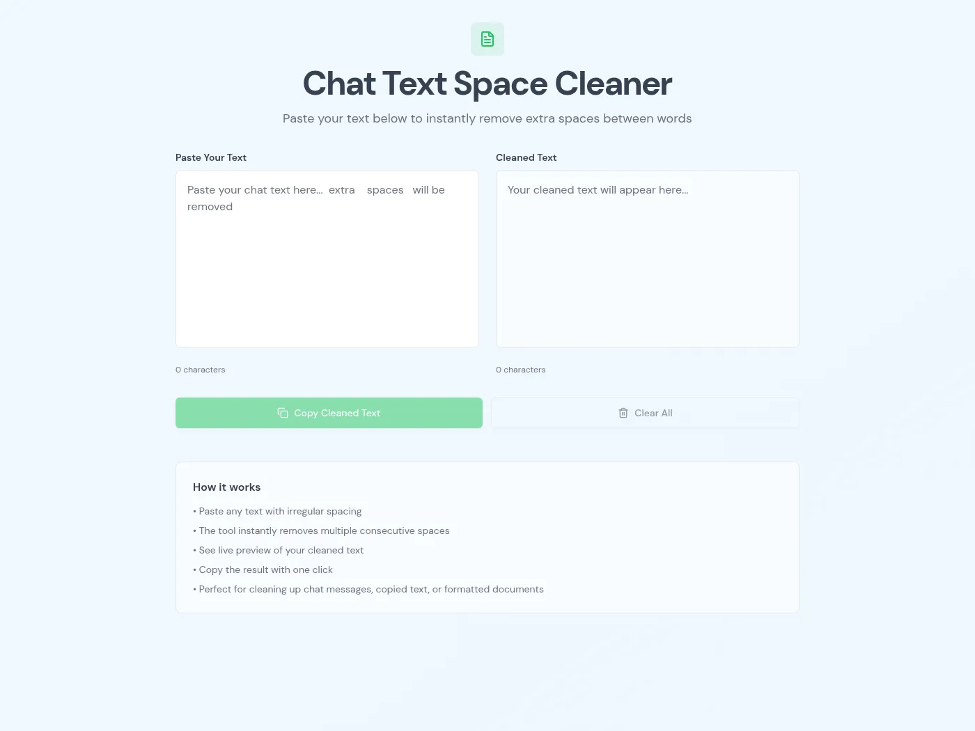 Chat Text Space Cleaner Tool