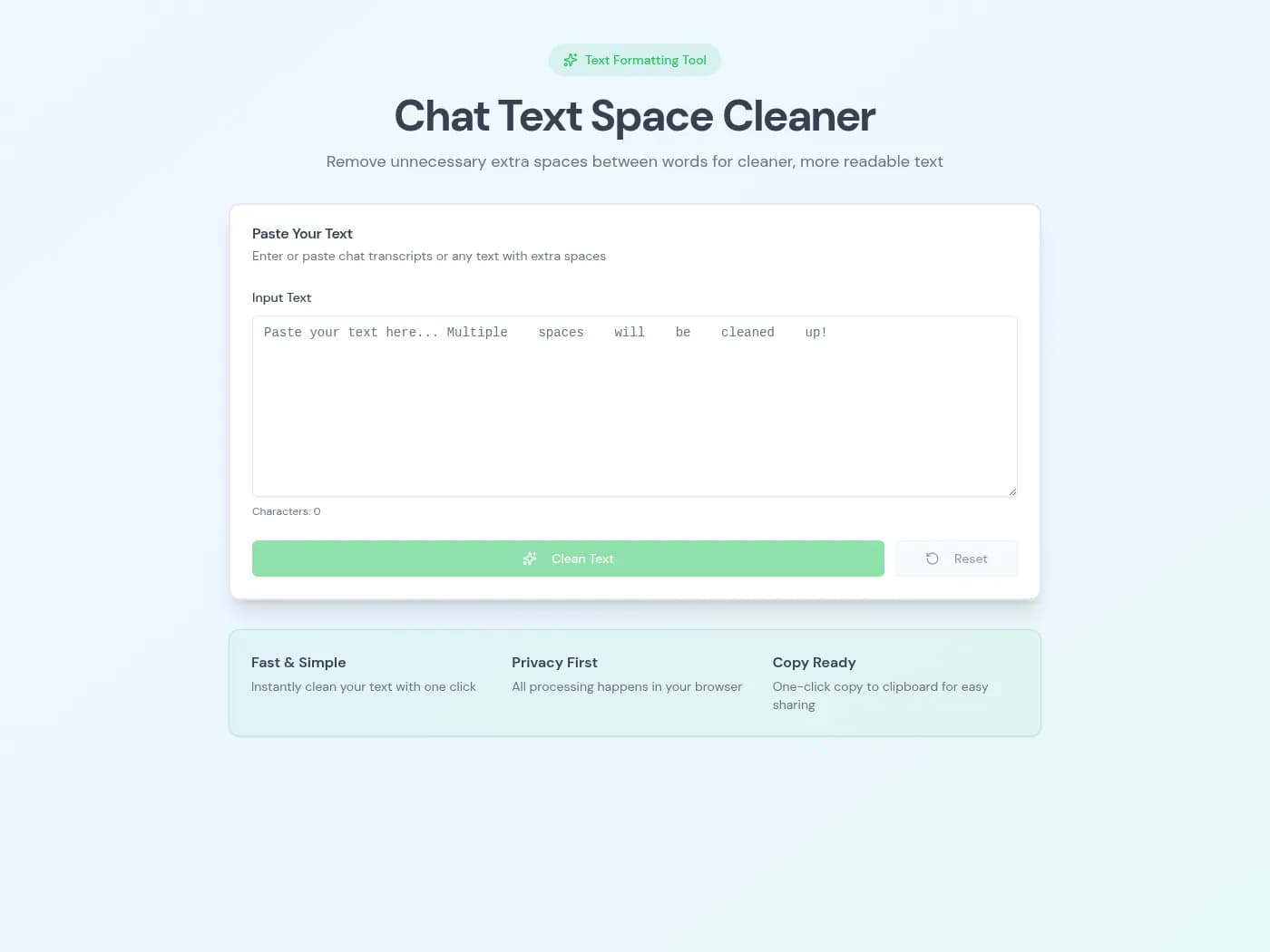 Chat Text Space Cleaner