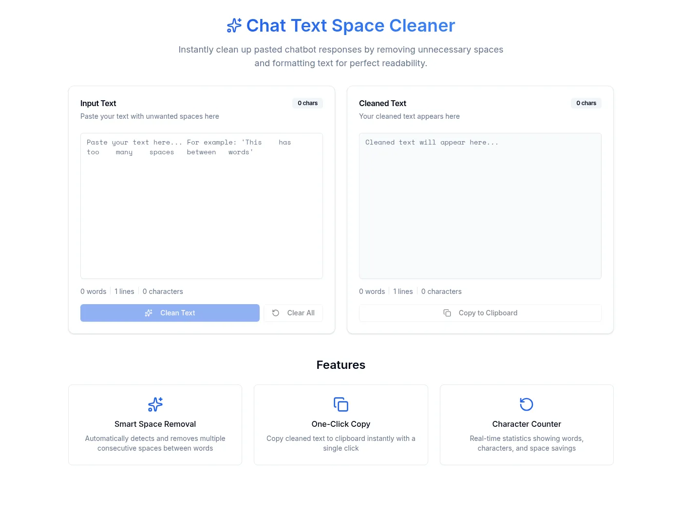 Chat Text Space Cleaner