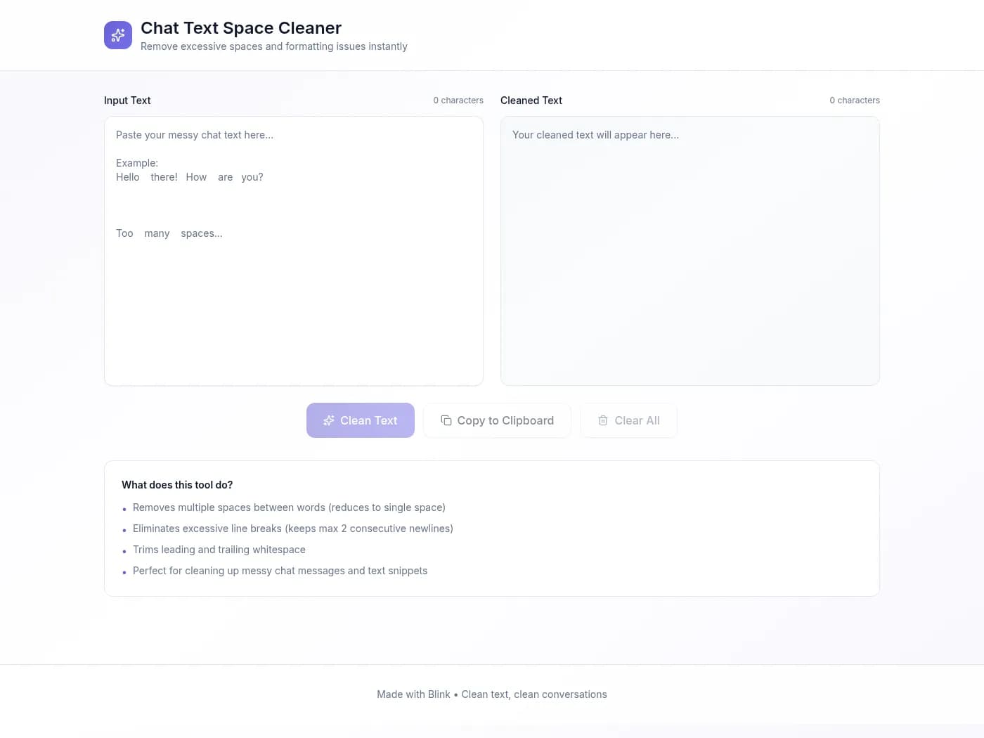 Chat Text Space Cleaner