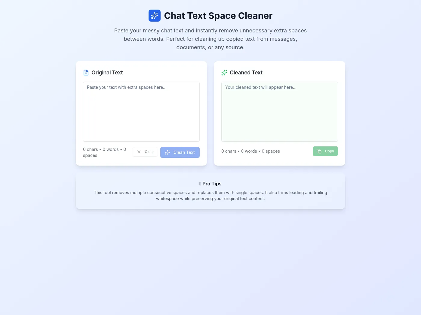 Chat Text Space Cleaner