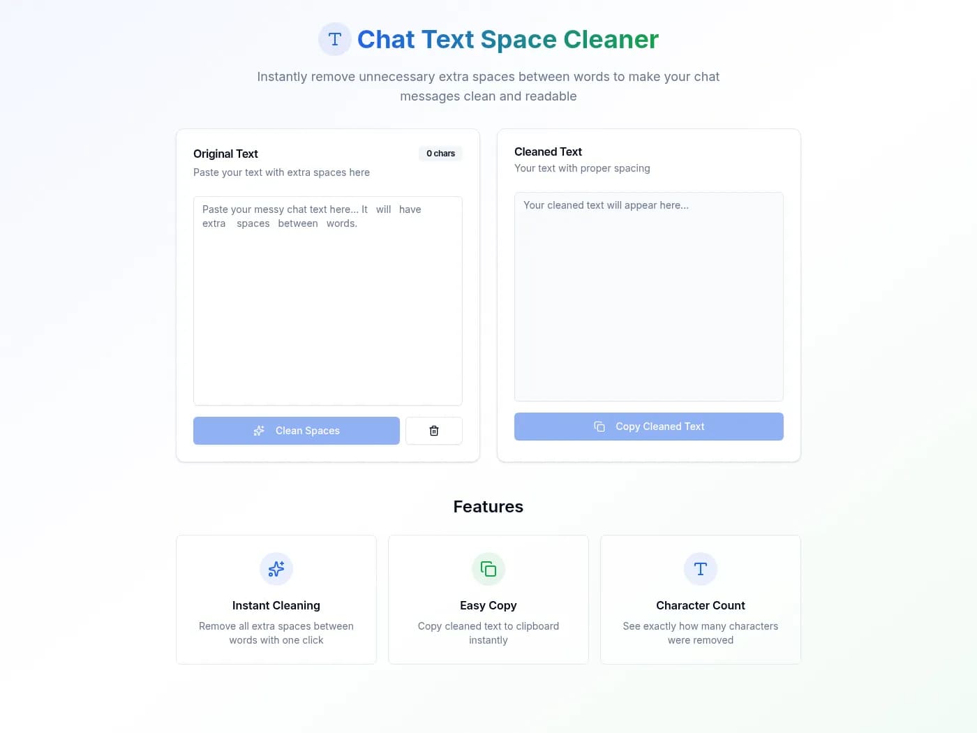 Chat Text Space Cleaner