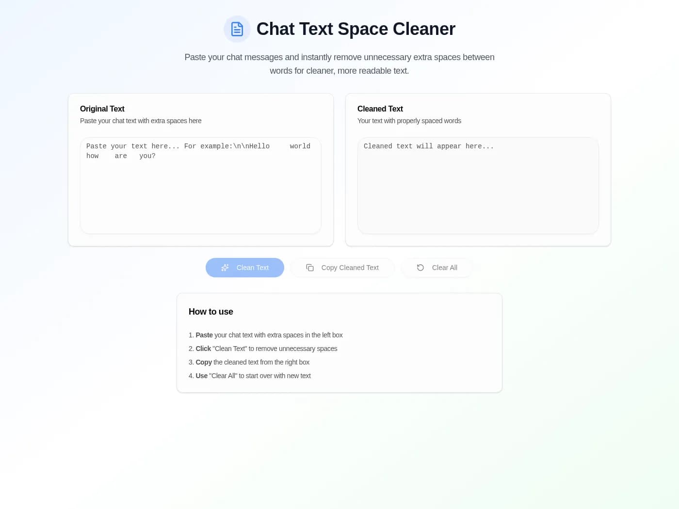 Chat Text Space Cleaner