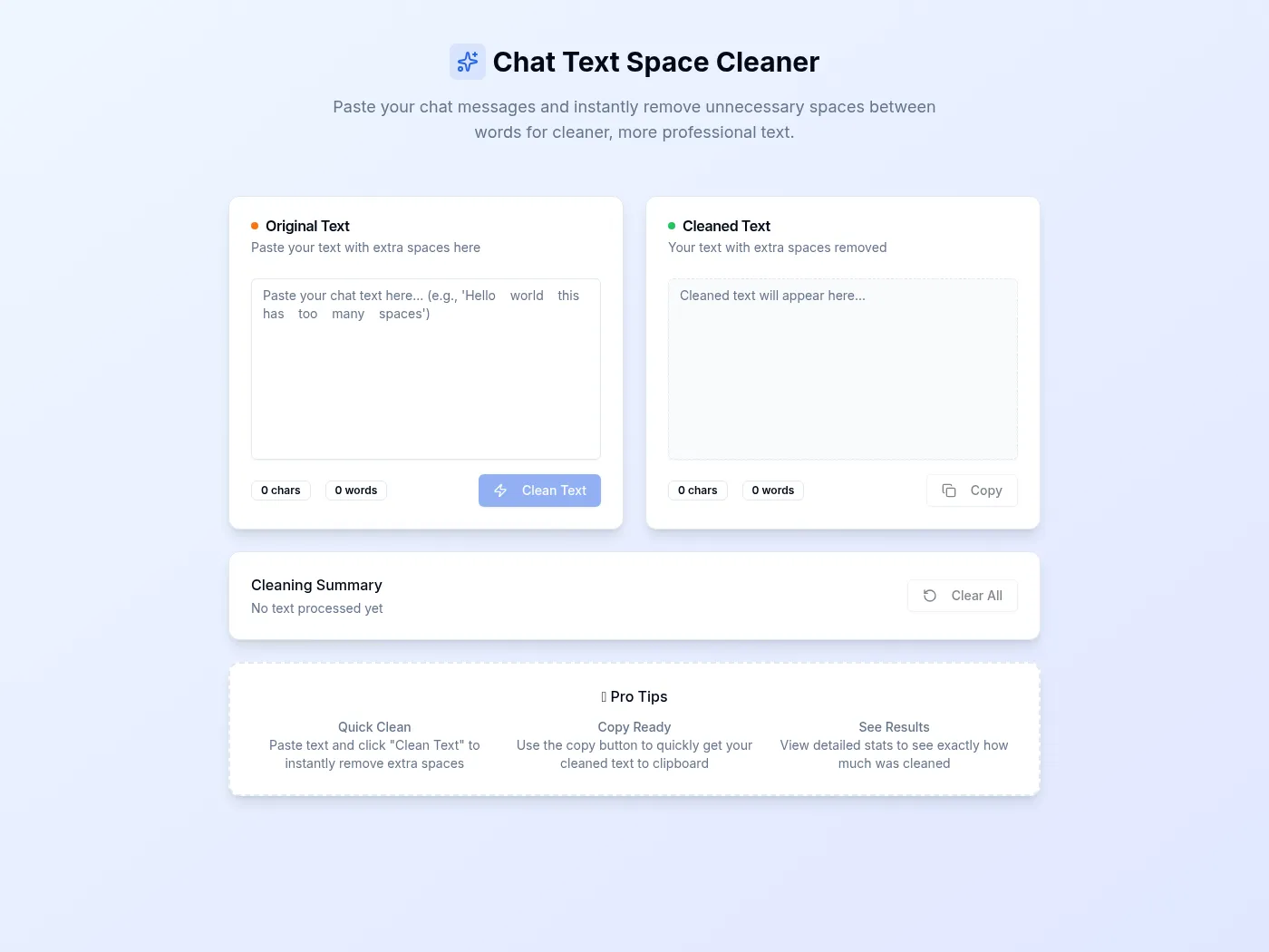 Chat Text Space Cleaner