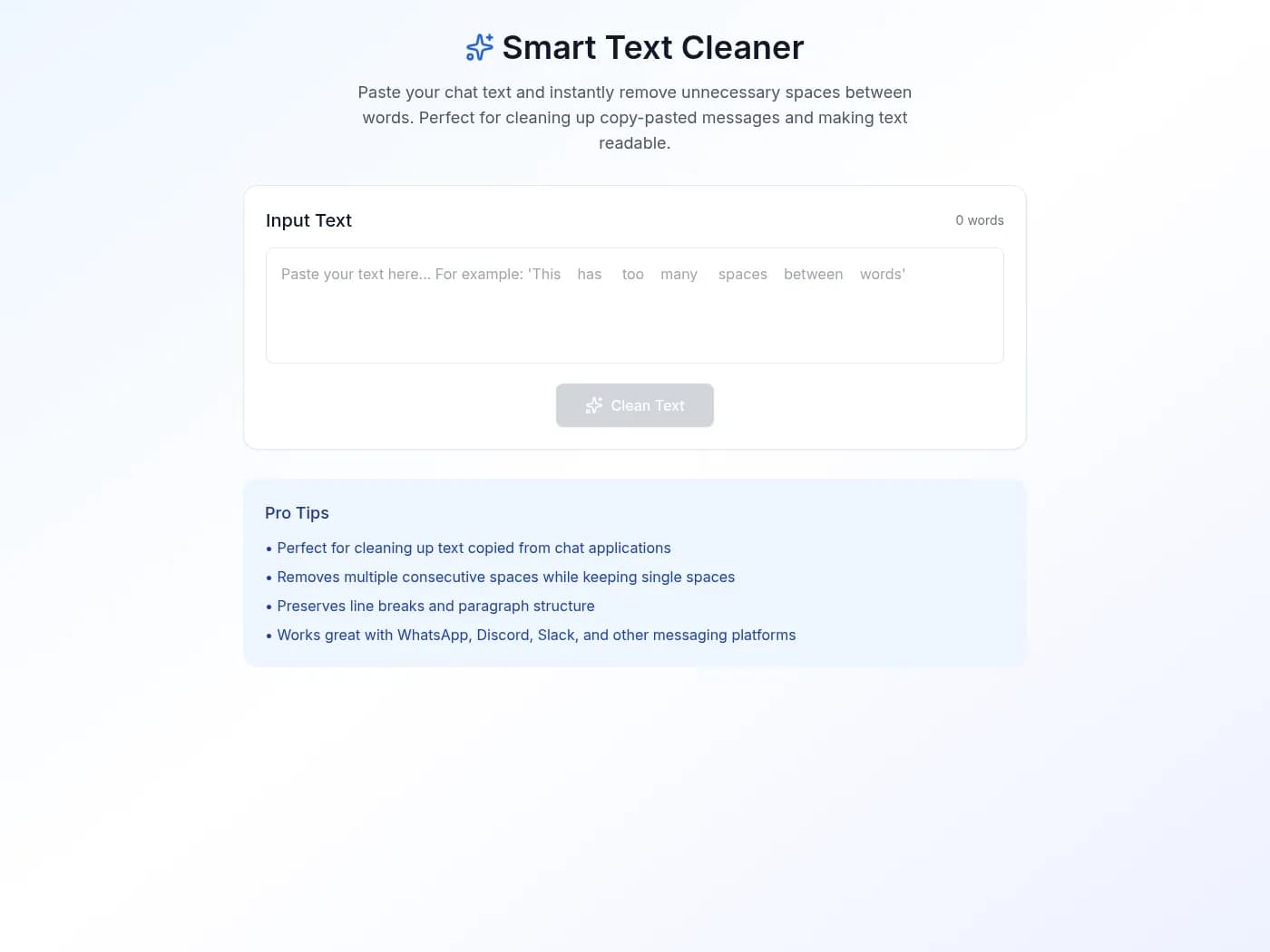 Smart Chat Text Space Cleaner