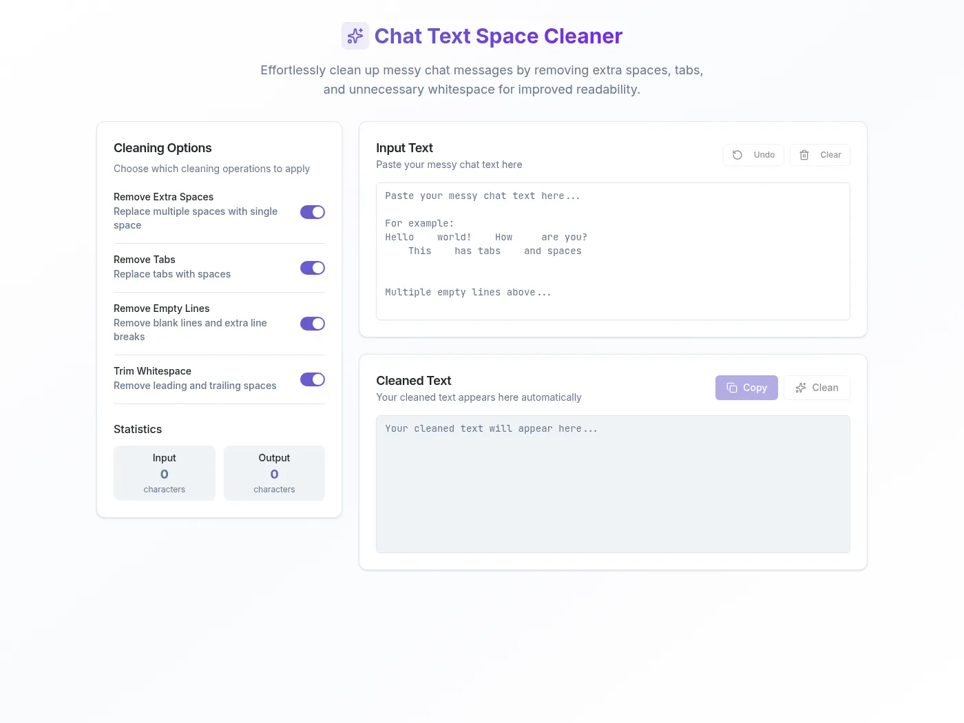Chat Text Space Cleaner