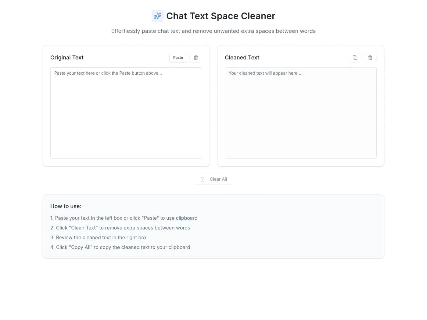 Chat Text Space Cleaner Tool