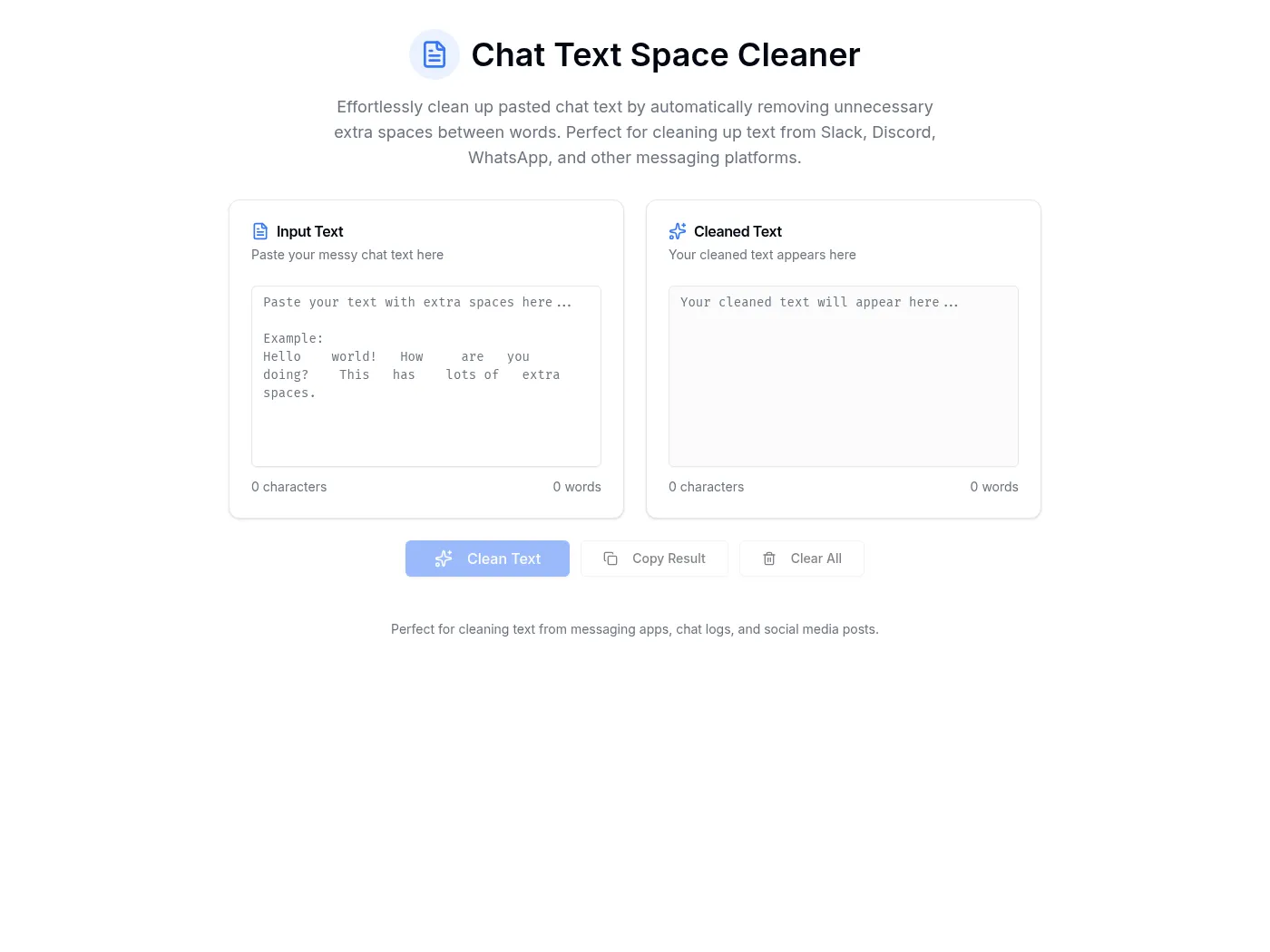 Chat Text Space Cleaner