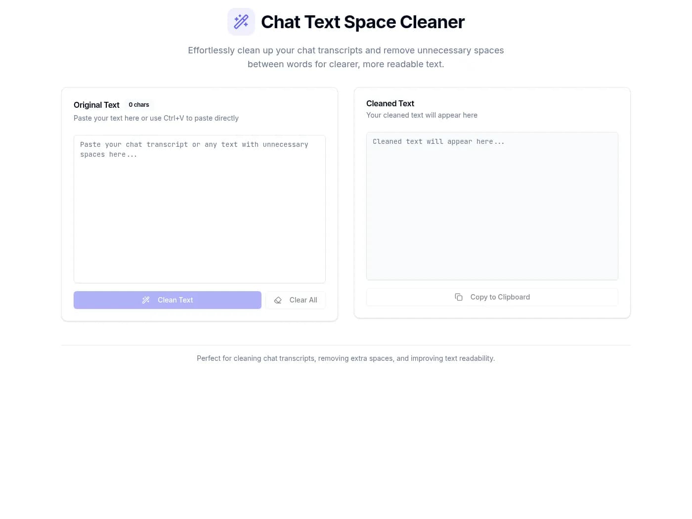 Chat Text Space Cleaner