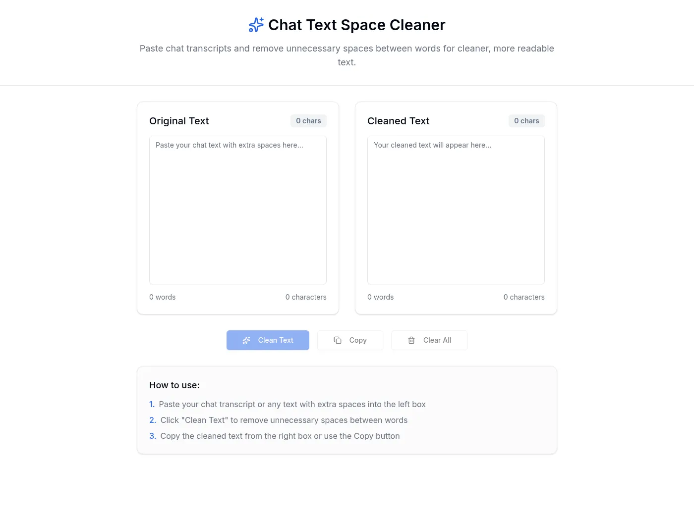 Chat Text Space Cleaner
