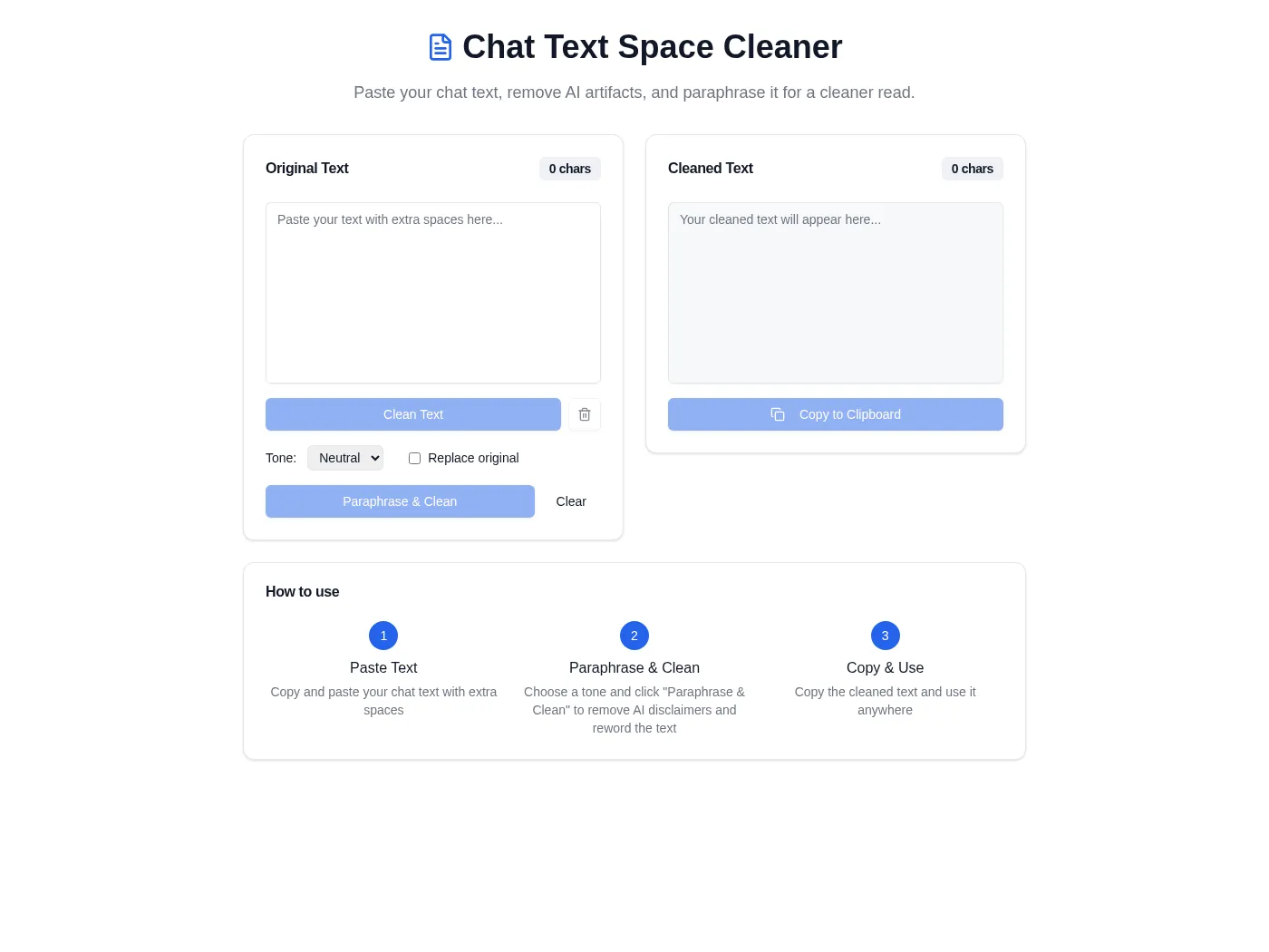 Chat Text Space Cleaner