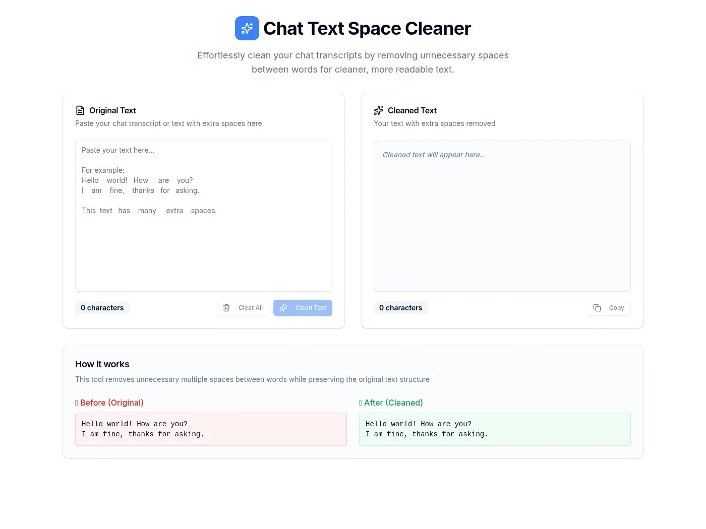 Chat Text Space Cleaner