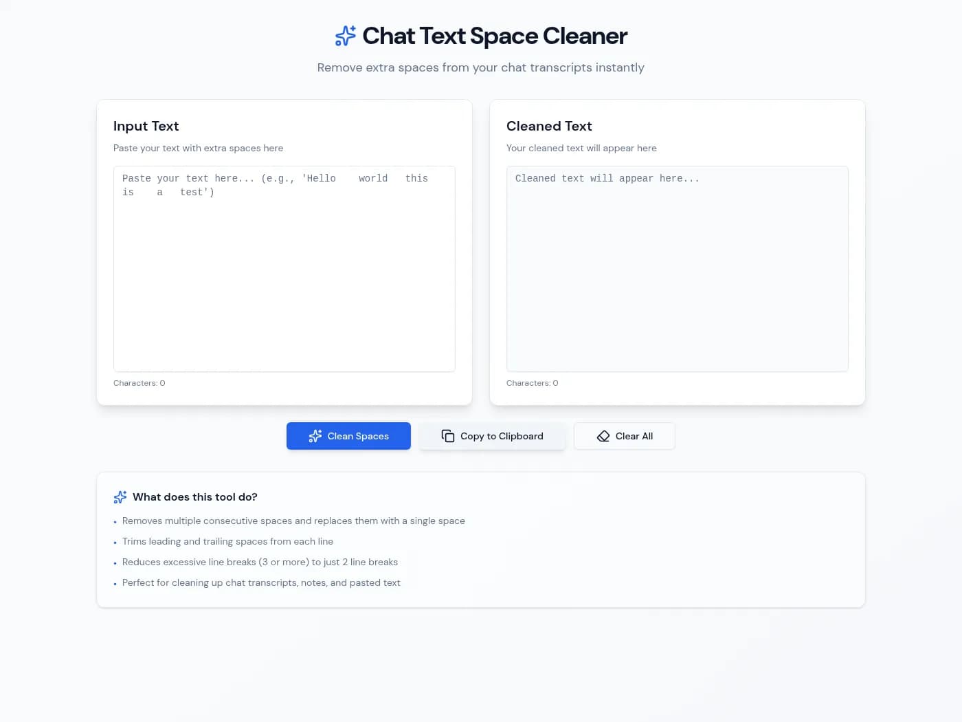 Chat Text Space Cleaner