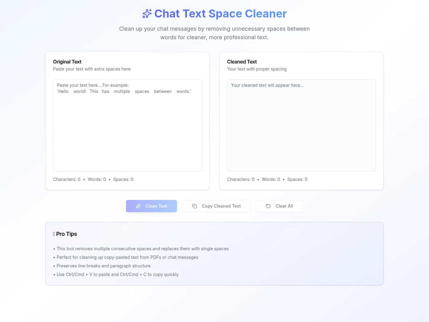 Chat Text Space Cleaner