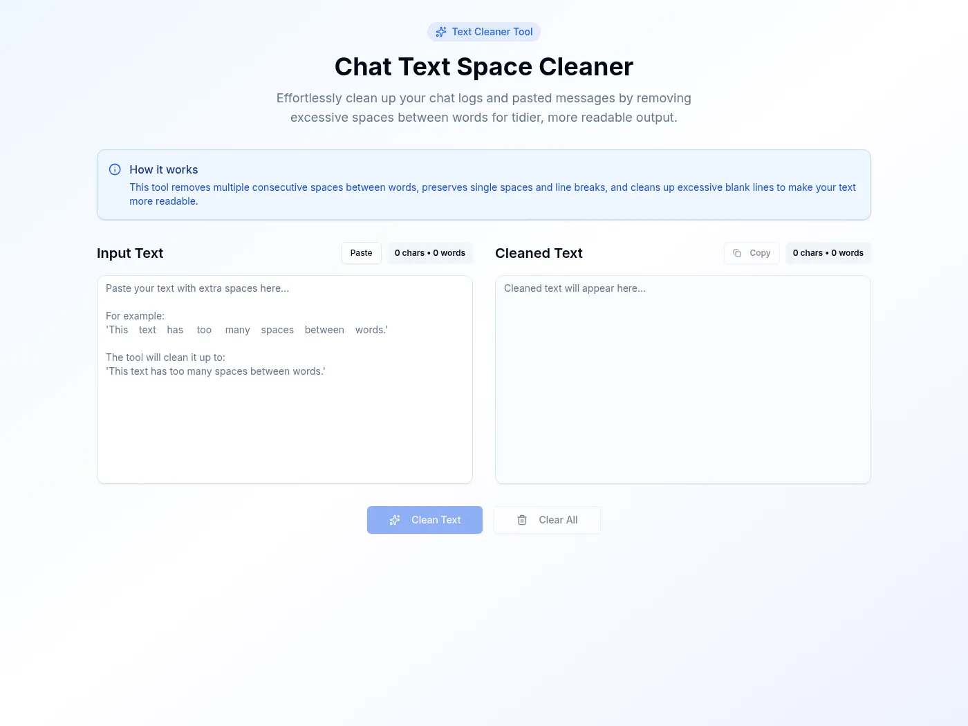 Chat Text Space Cleaner