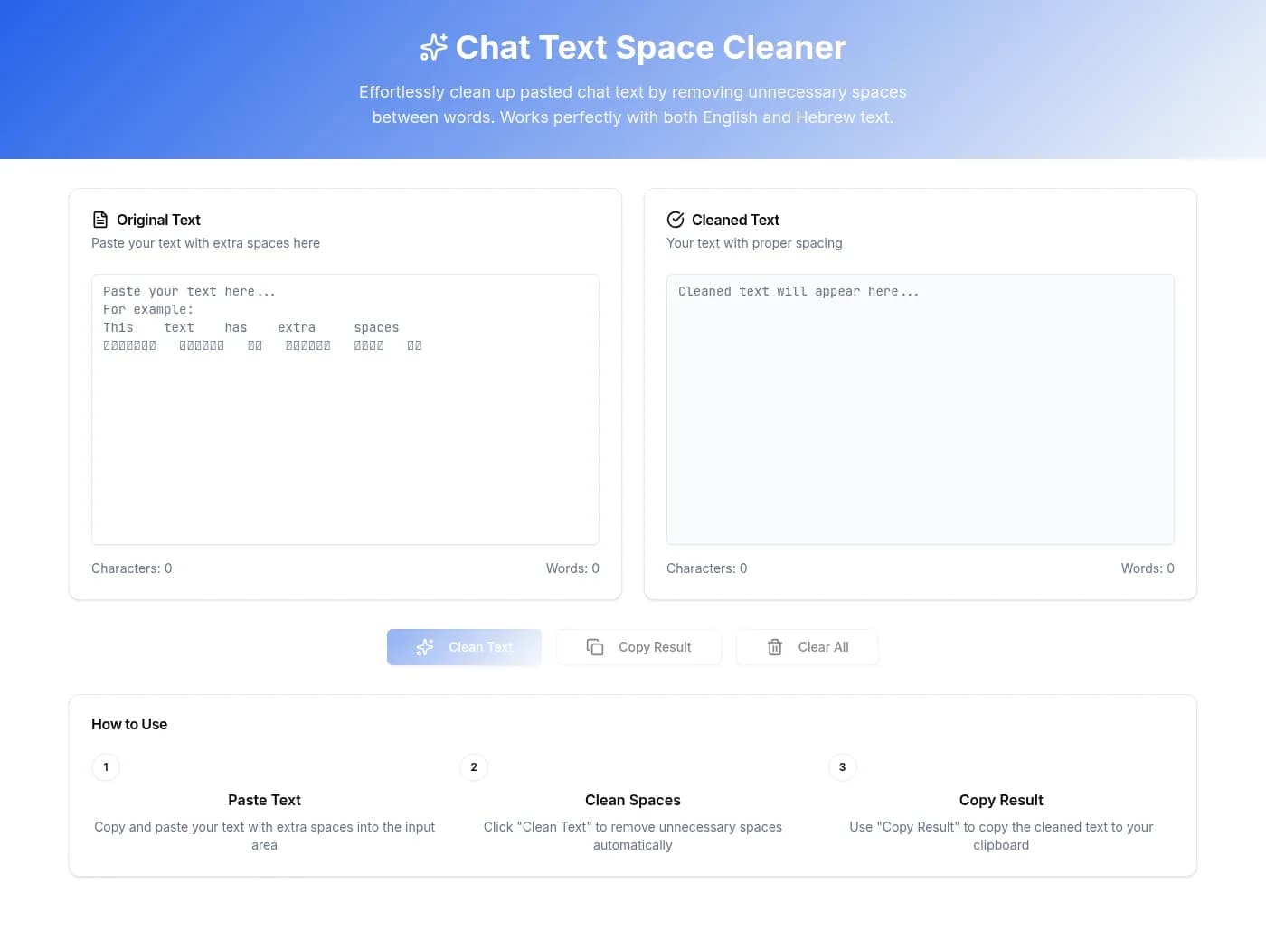 Chat Text Space Cleaner