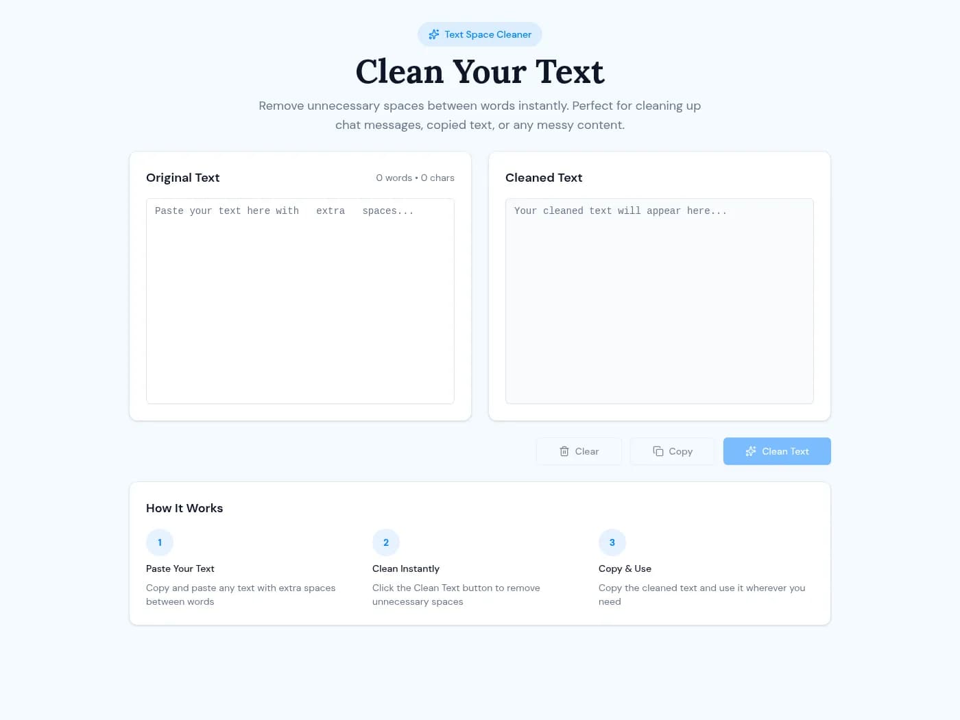 Chat Text Space Cleaner