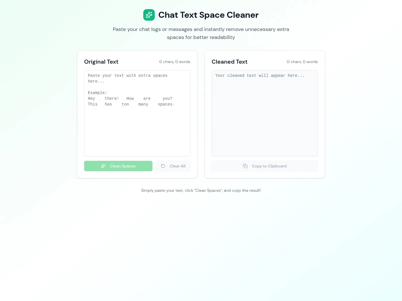 Chat Text Space Cleaner