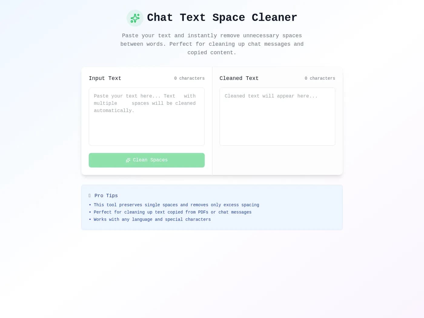 Chat Text Space Cleaner