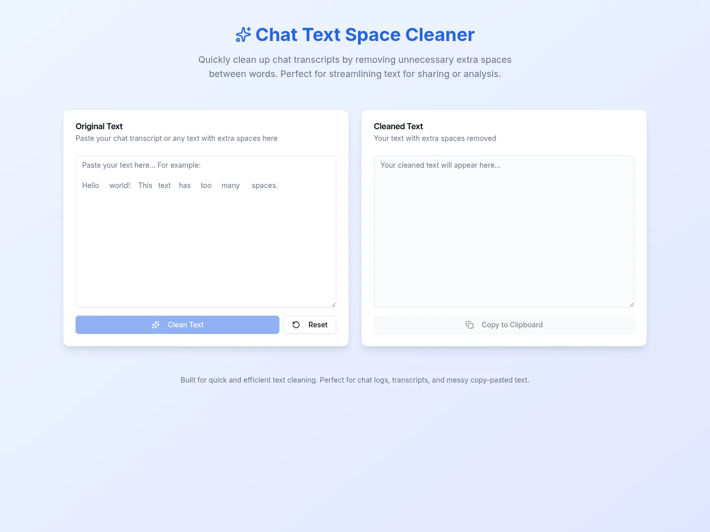 Chat Text Space Cleaner