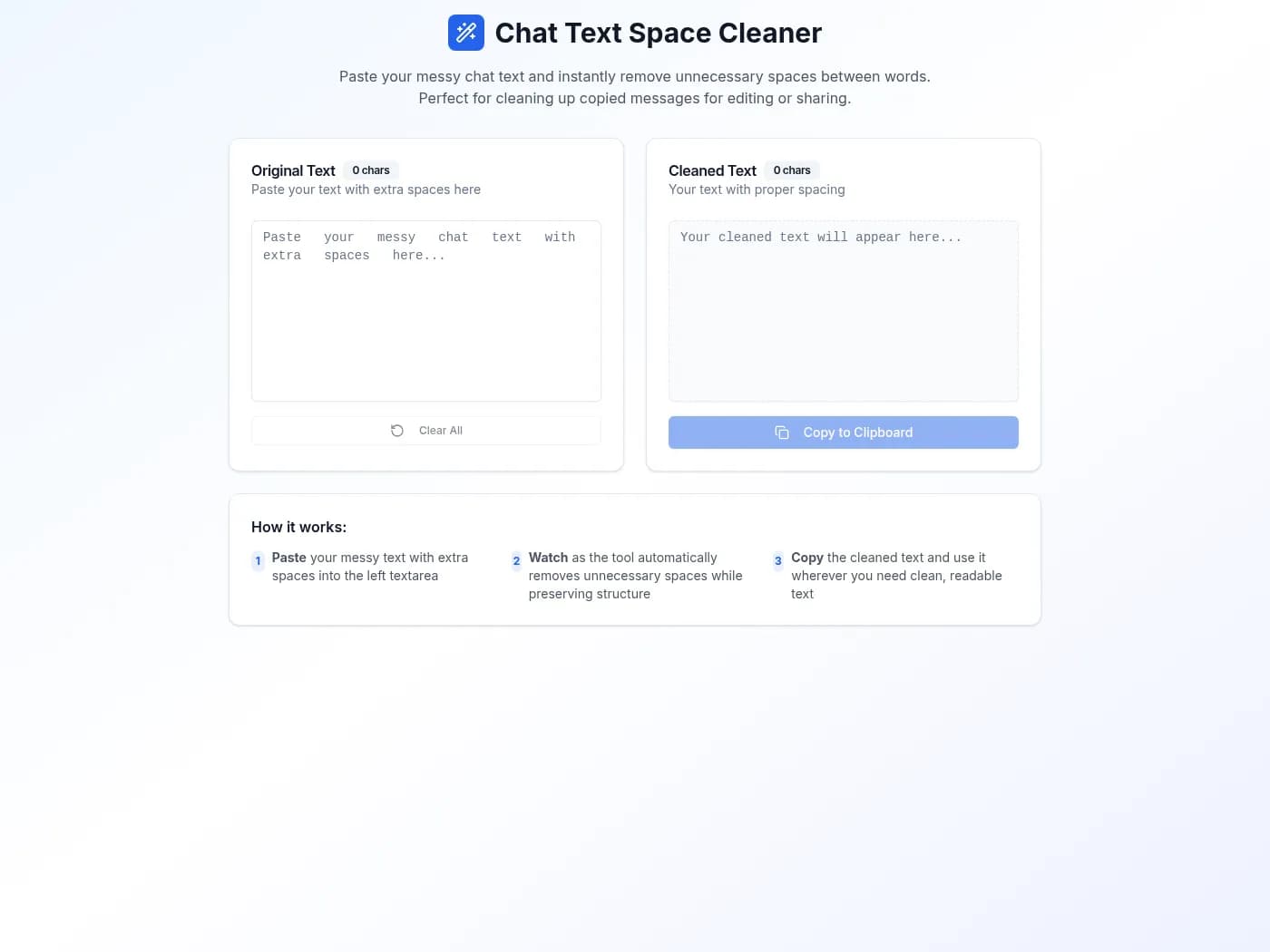 Chat Text Space Cleaner