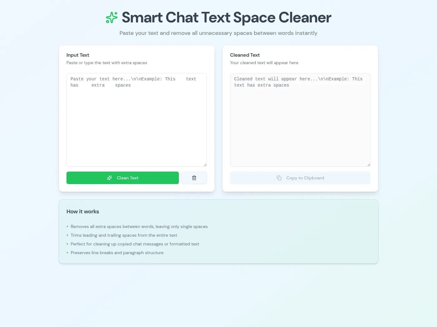 Smart Chat Text Space Cleaner