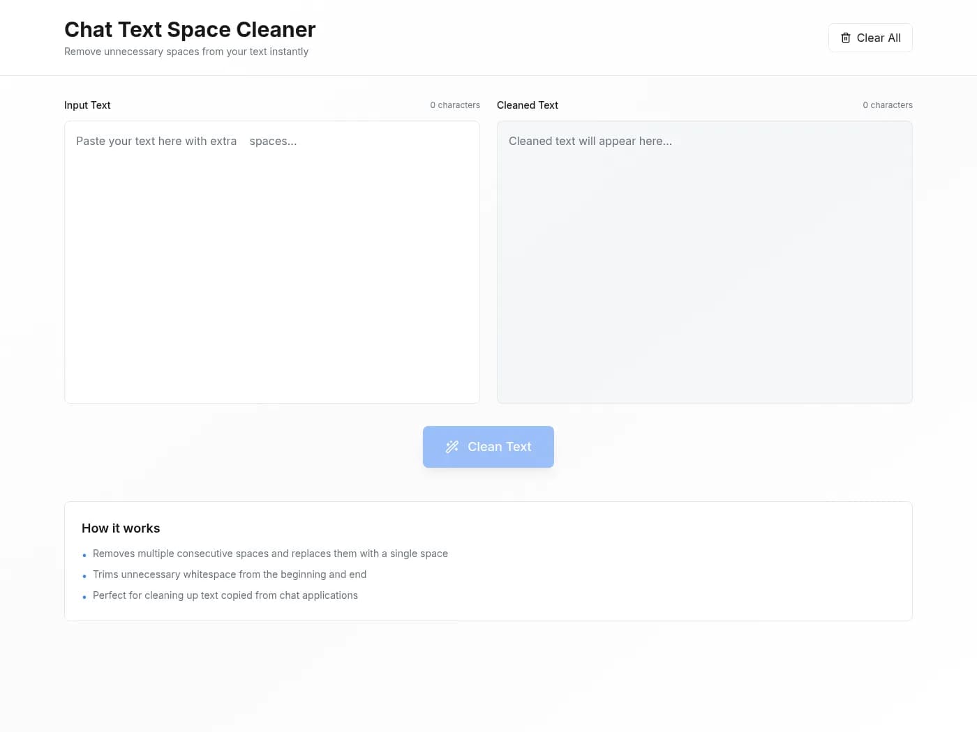 Instant Chat Text Space Cleaner