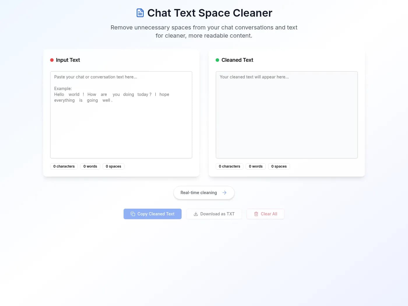Chat Text Space Cleaner