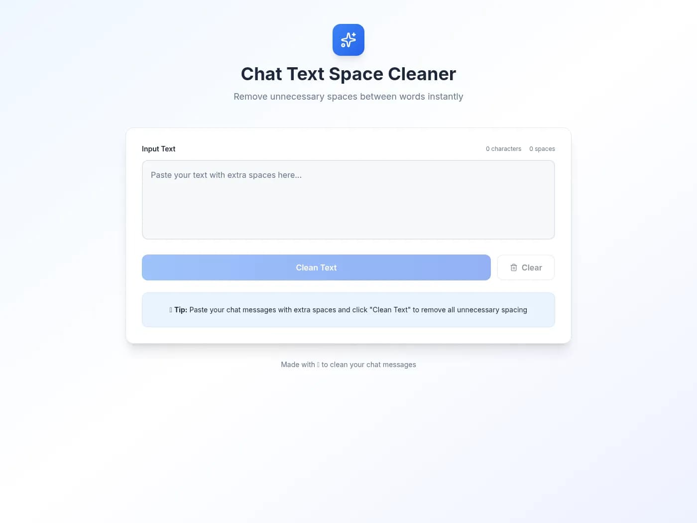 Chat Text Space Cleaner Tool