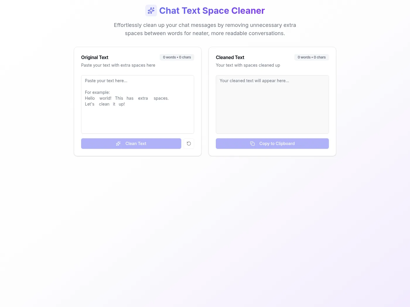 Chat Text Space Cleaner Tool