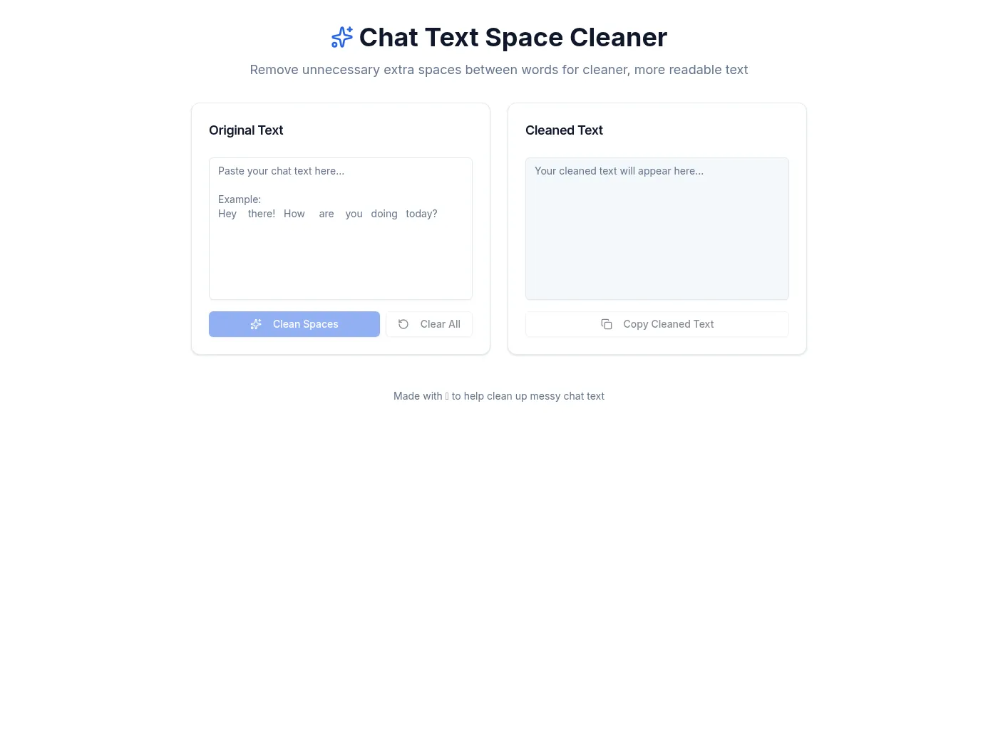 Chat Text Space Cleaner Tool