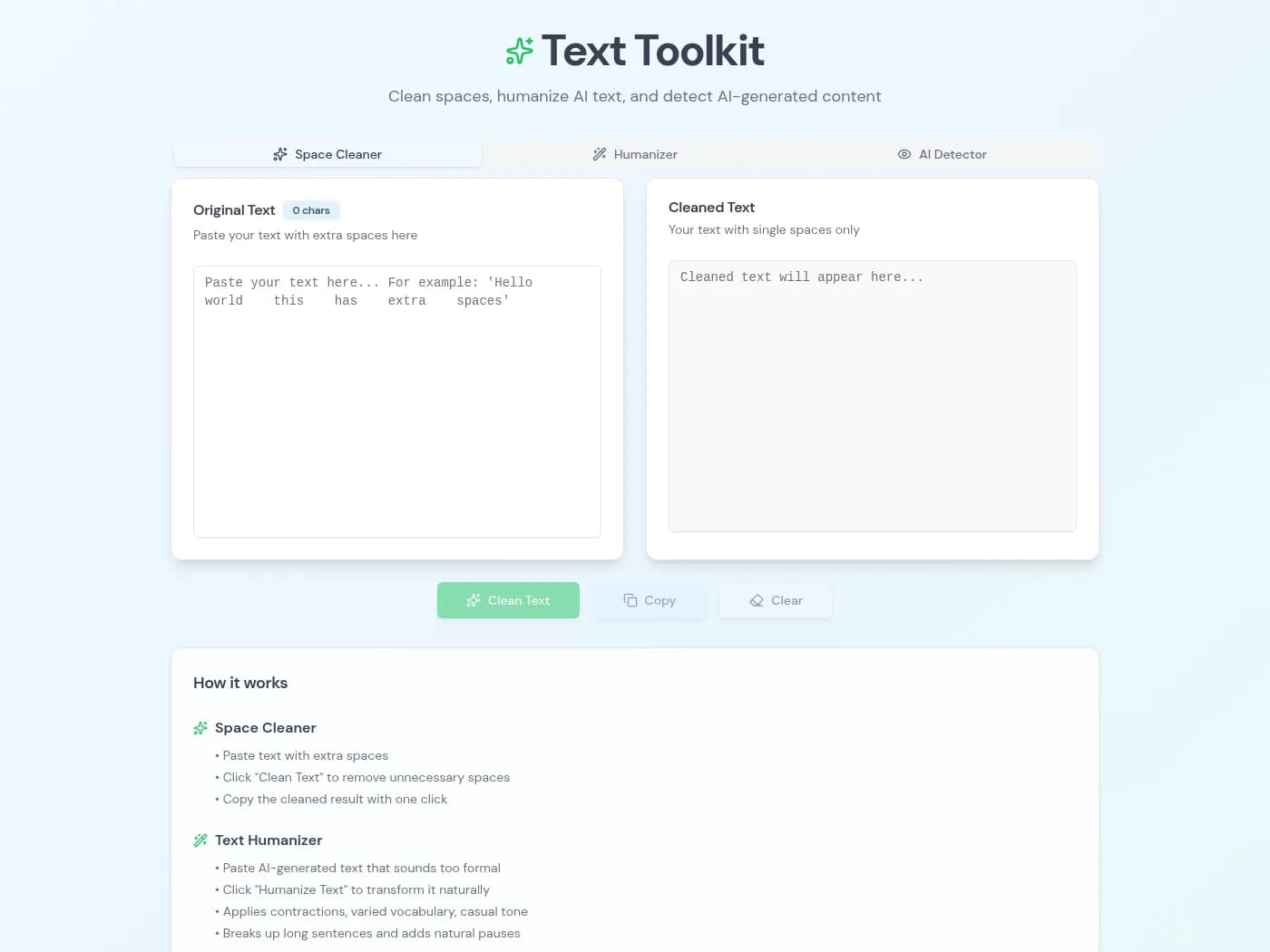 Chat Text Space Cleaner Tool