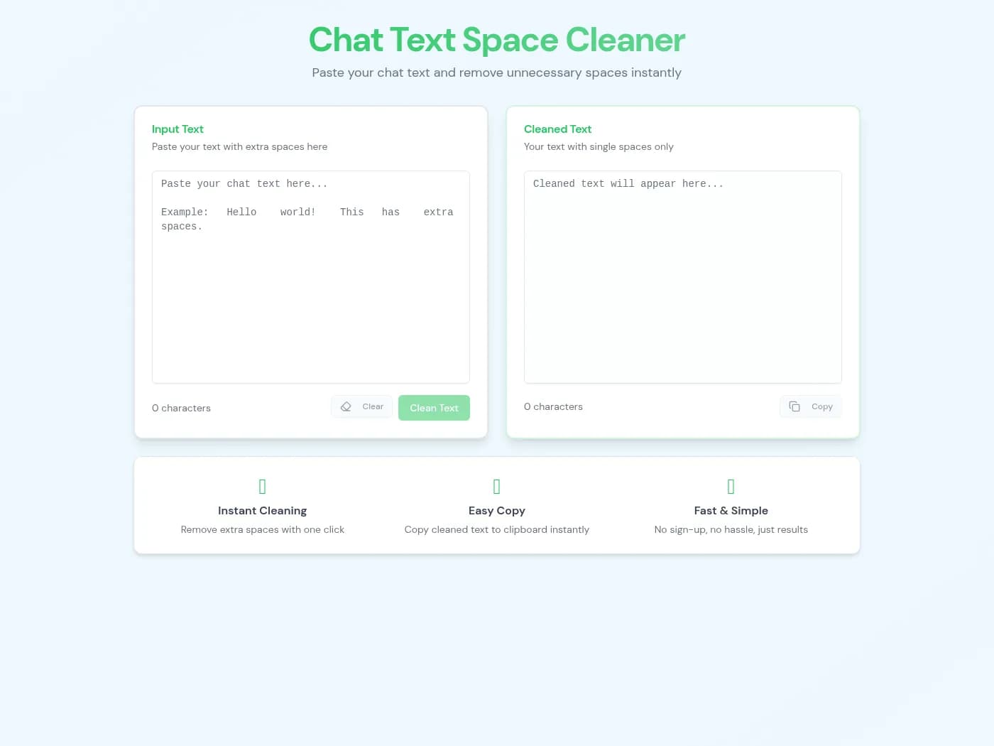 Chat Text Space Cleaner Tool