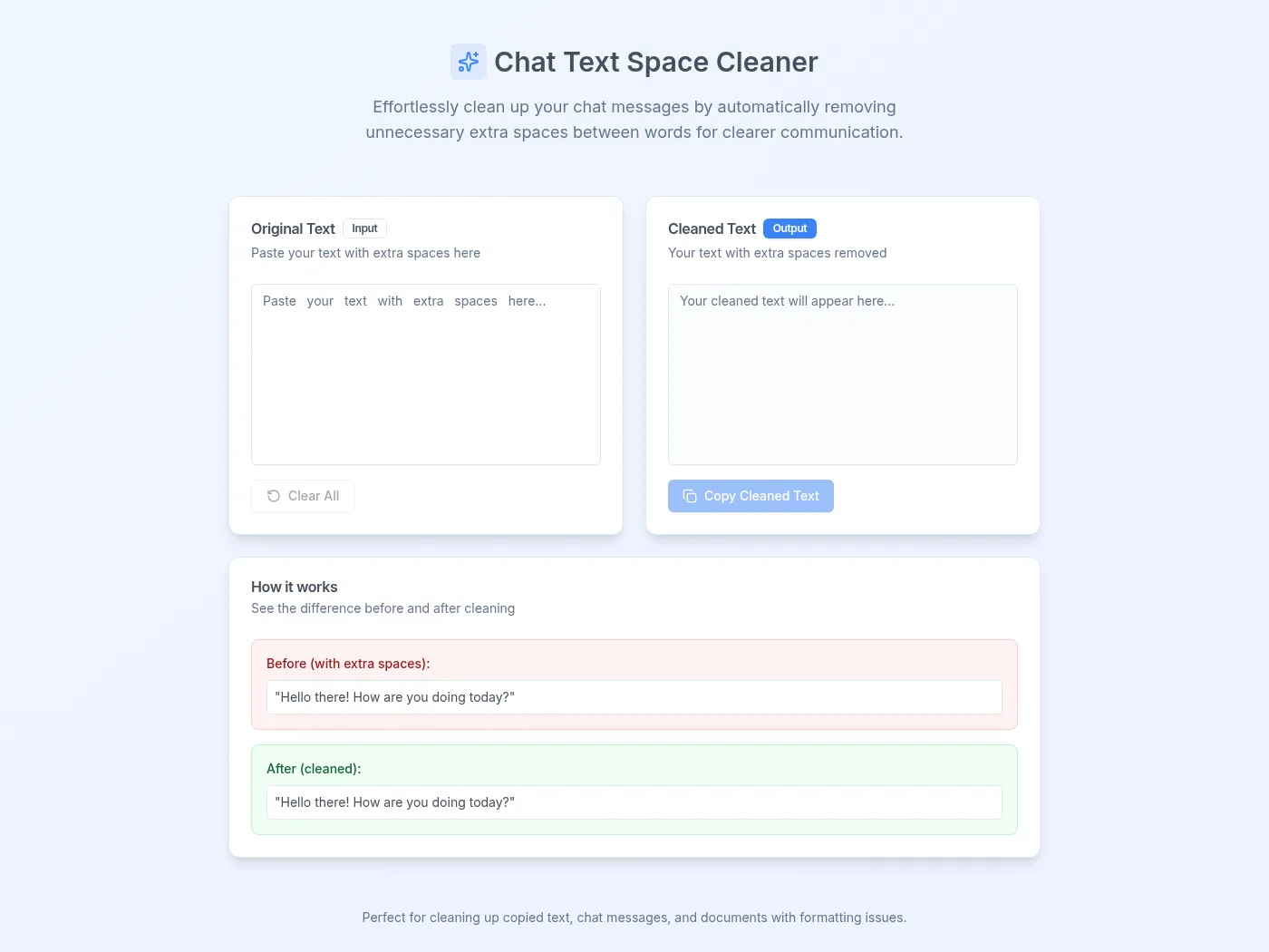 Chat Text Space Cleaner
