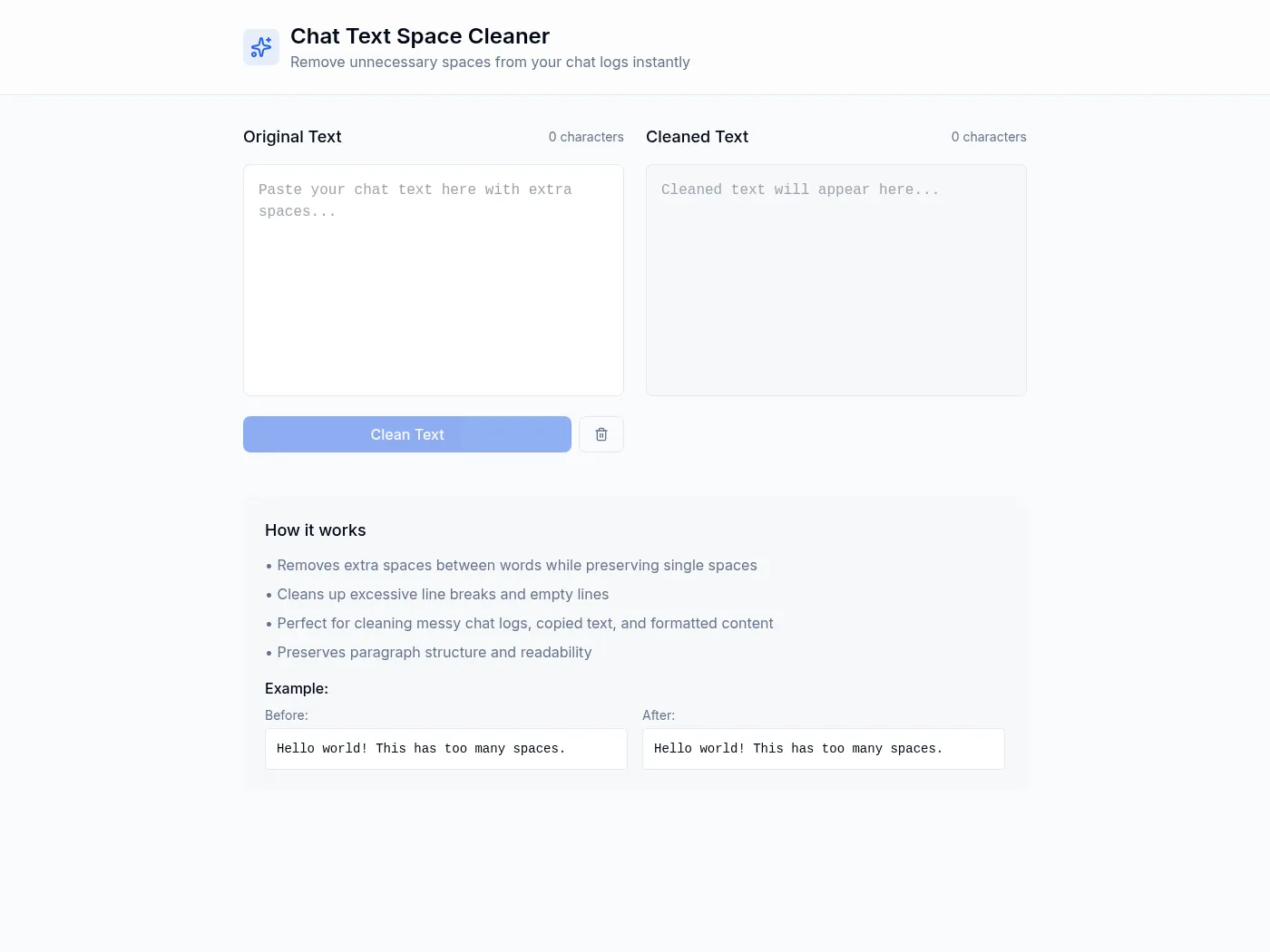 Chat Text Space Cleaner