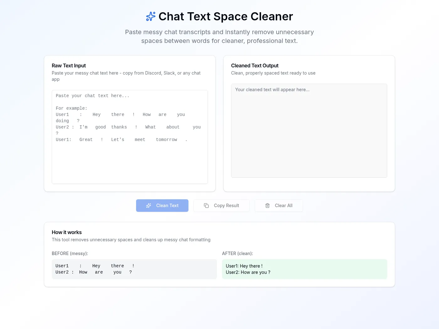 Chat Text Space Cleaner