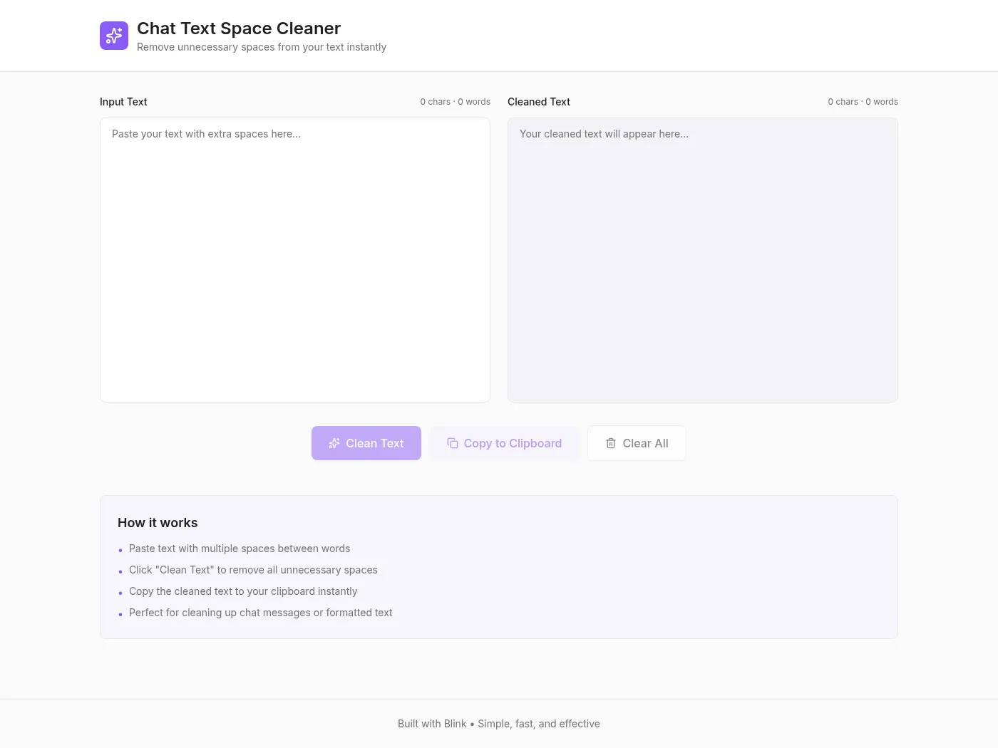 Chat Text Space Cleaner