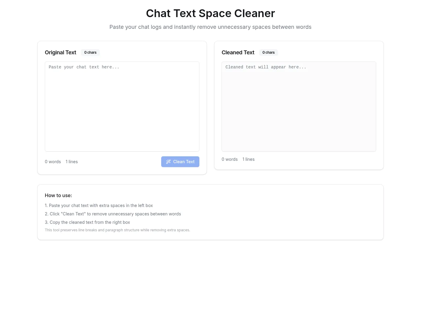 Chat Text Space Cleaner