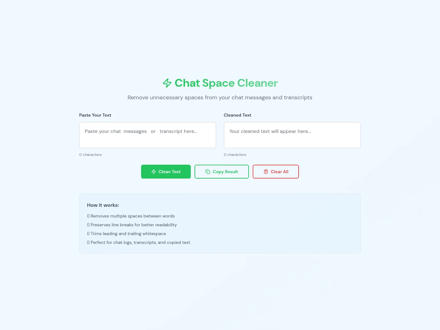Chat Text Space Cleaner